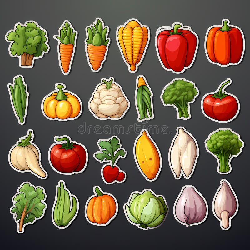 Colorful Vegetable Stickers for Educational Materials, Marketing ... Colorful Vegetable Stickers for Educational Materials, Marketing ...