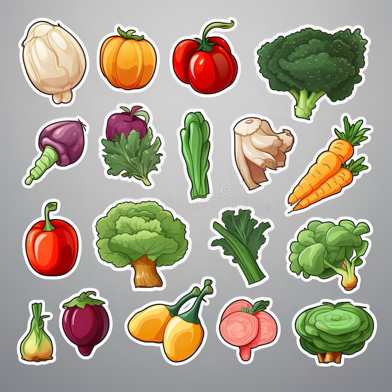 Colorful Vegetable Stickers for Educational Materials, Marketing ... Colorful Vegetable Stickers for Educational Materials, Marketing ...