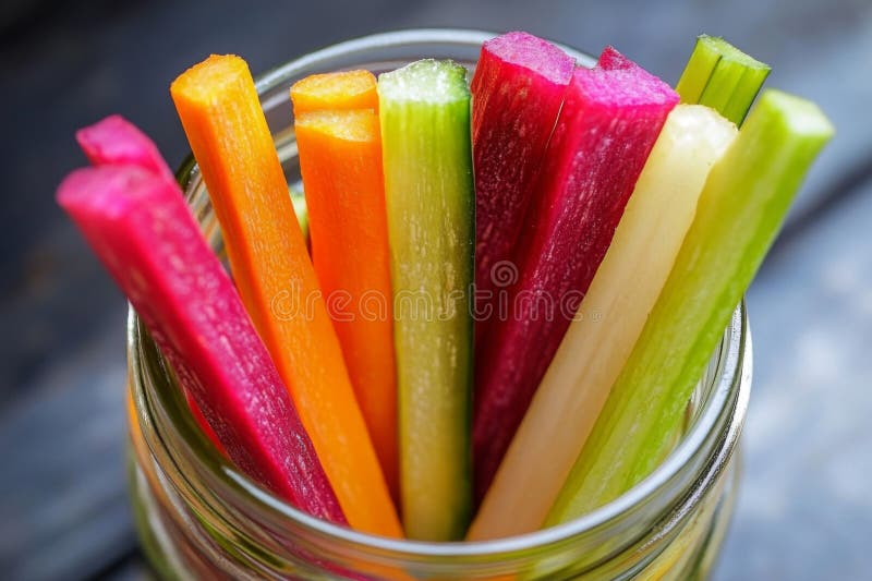 Colorful Vegetable Sticks in a Glass Jar Stock Illustration ...
