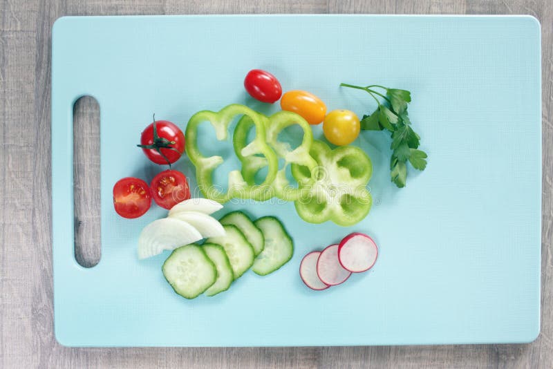 Colorful Vegetables on Cutting Board with Copy Space Stock Image ...