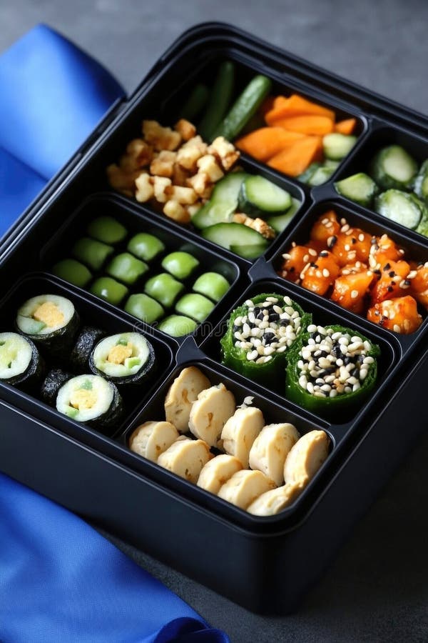 Colorful Vegetarian Bento Box Fresh Vegetables Sushi Rolls Stock Photos ...