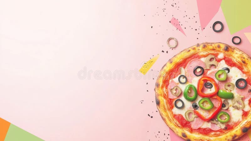 Colorful Vegetarian Pizza on Abstract Pastel Background Stock Image ...
