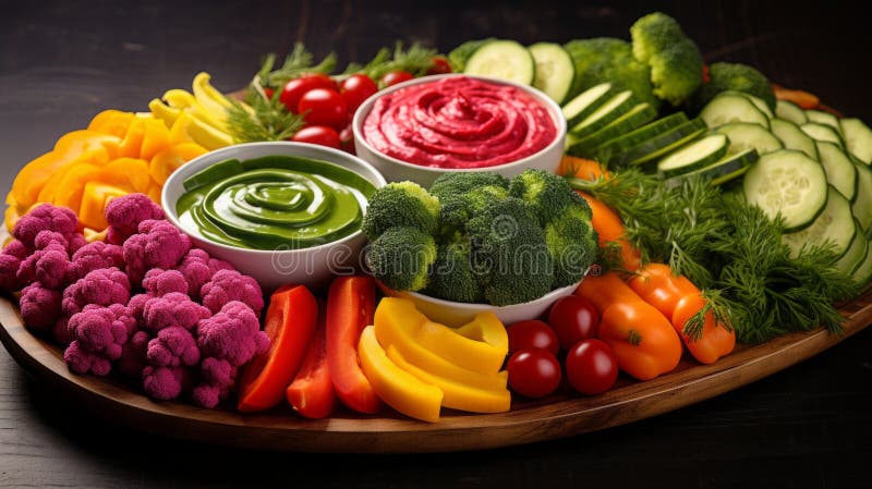 Colorful Veggie Platter Celebrating Natural Flavors Stock Illustration ...