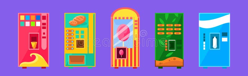 Colorful Vending Machine Sell Different Item Vector Set Stock Vector ...