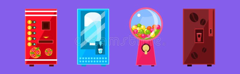 Colorful Vending Machine Sell Different Item Vector Set Stock Vector ...
