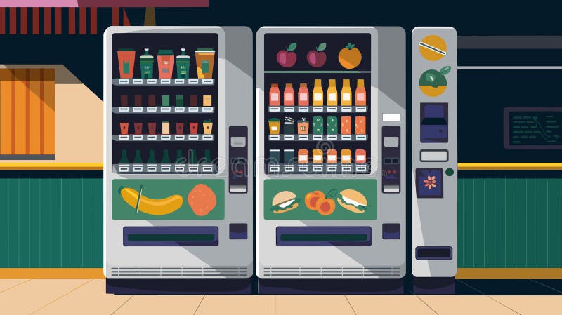 Colorful Vending Machines Offering Snacks and Drinks in a Modern ...