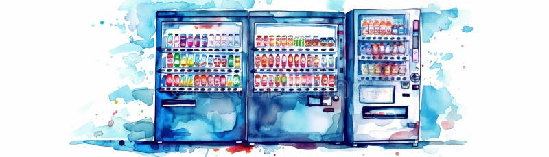 Colorful Vending Machines Watercolor Illustration Stock Illustration ...