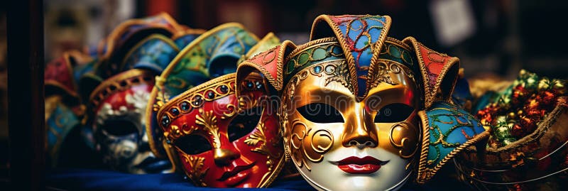 Colorful Venetian Carnival Background with Main Attributes and Copy ...