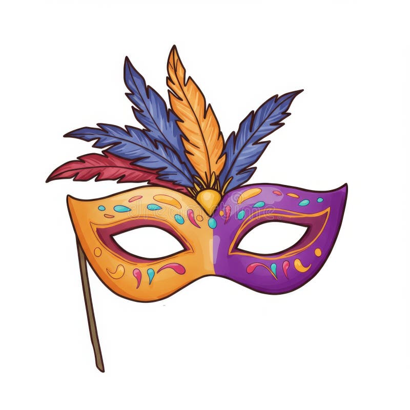 Colorful Venetian Mask with Feathers Stock Illustration - Illustration ...