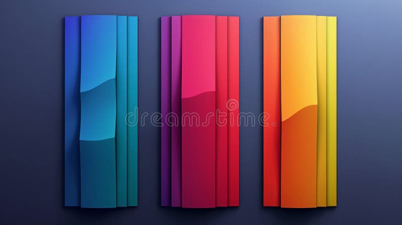 Gradient Rainbow Striped Banners with Shadows on Vertical Display Stock ...