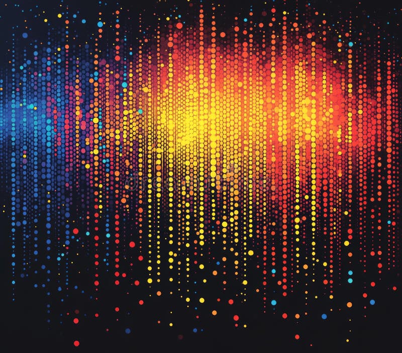 Colorful Vertical Dot Pattern with Gradient Waves on Black Background ...