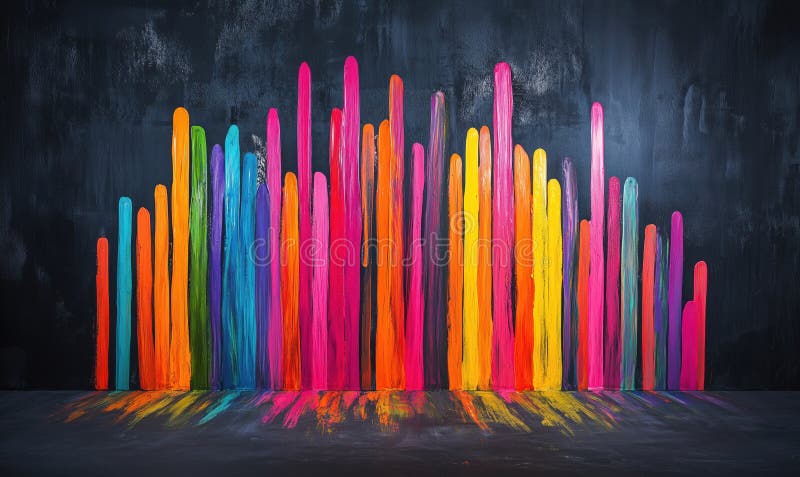Colorful Vertical Paint Strokes Creating Vibrant Abstract Art on Dark ...