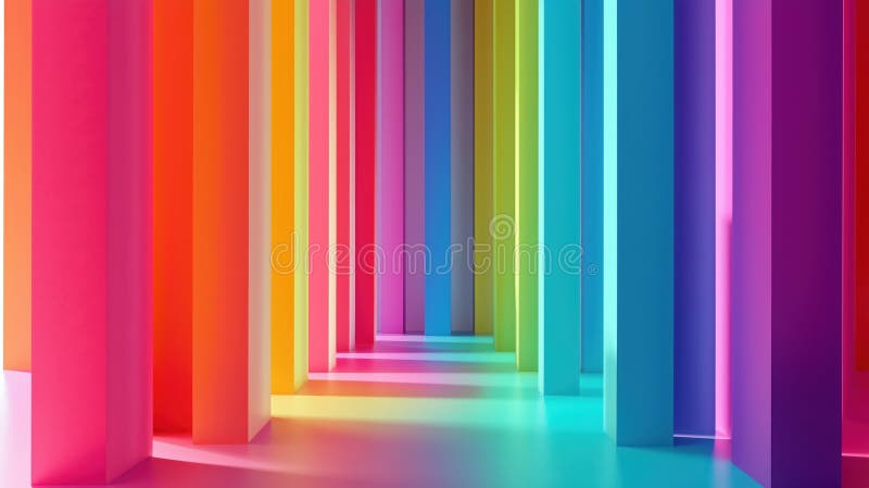 Colorful Vertical Pillars Creating Vibrant Corridor Stock Image - Image ...