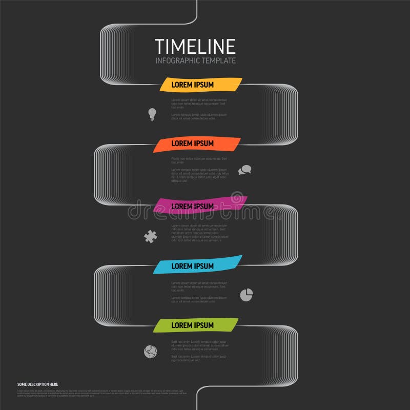Colorful Vertical Timeline Infographic Template with Five Elements on ...