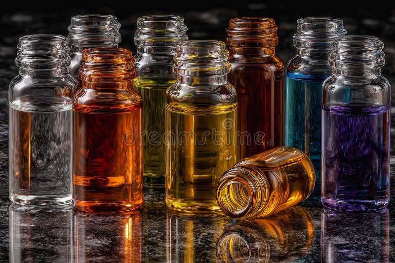 Colorful Vials Create a Rainbow Effect in Labs Stock Image - Image of ...