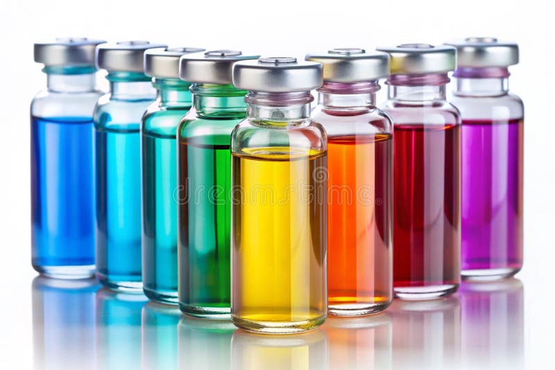 Colorful Vials Isolated on White Background Stock Illustration ...
