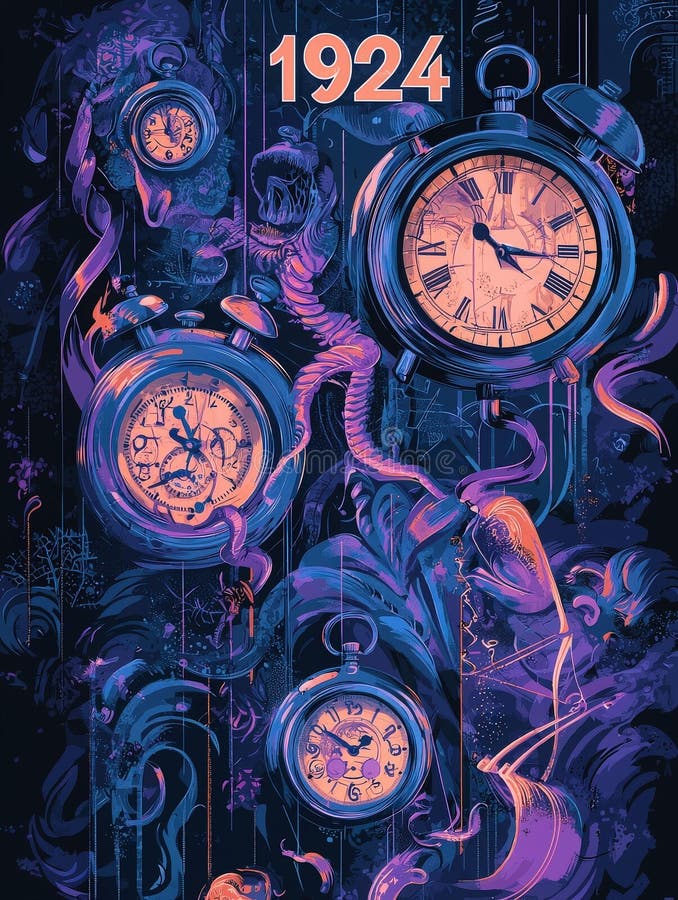 Artistic Representation of Clocks and Surreal Elements Inspired by 1924 ...