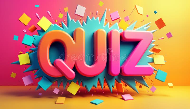 Colorful Vibrant 3D Quiz Graphic Design Explodes with Fun Bright Colors ...