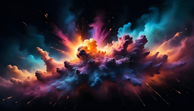 Colorful and Vibrant Explosion of Cosmic Dust and Energy Against a Dark ... Colorful and Vibrant Explosion of Cosmic Dust and Energy Against a Dark ...