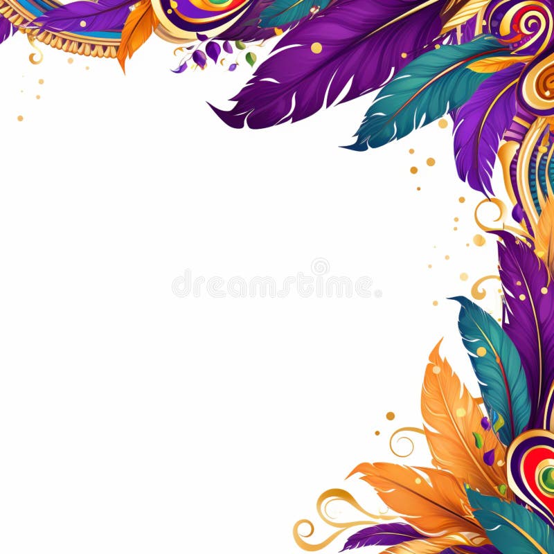 Square Colorful Vibrant Feathers Border Frame, Ai Generated Stock ...