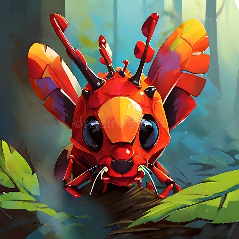 Colorful and Vibrant Fire Ant Facing Front View Stock Illustration ...