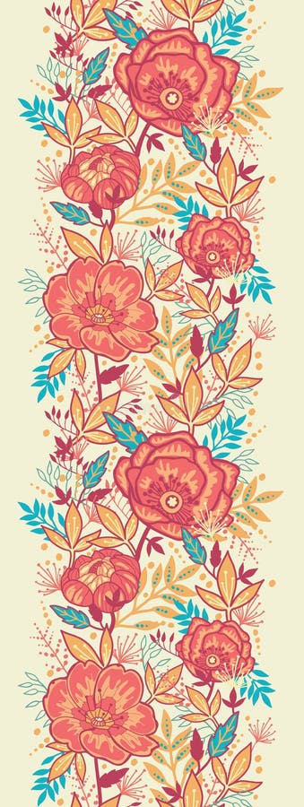 Colorful Vibrant Flowers Vertical Seamless Pattern Stock Vector ...