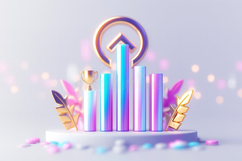 Colorful and Vibrant Growth Chart Featuring a Trophy and Leaves Design ...