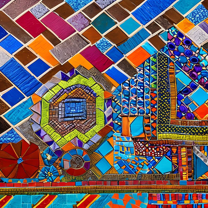 A Colorful and Vibrant Interpretation of a Mosaic, with Textures and ...