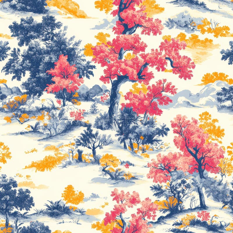 Vibrant Artistic Seamless Nature Pattern Design Stock Illustration ...