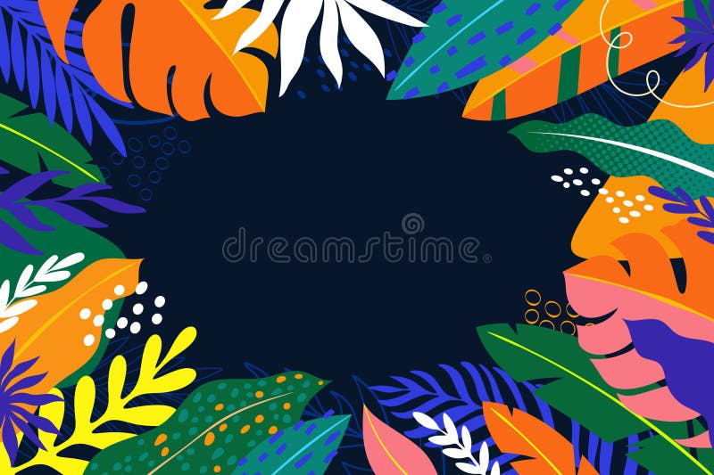 Colorful Vibrant Tropical Leaves Summer Composition Stock Vector - Illustration of modern ...