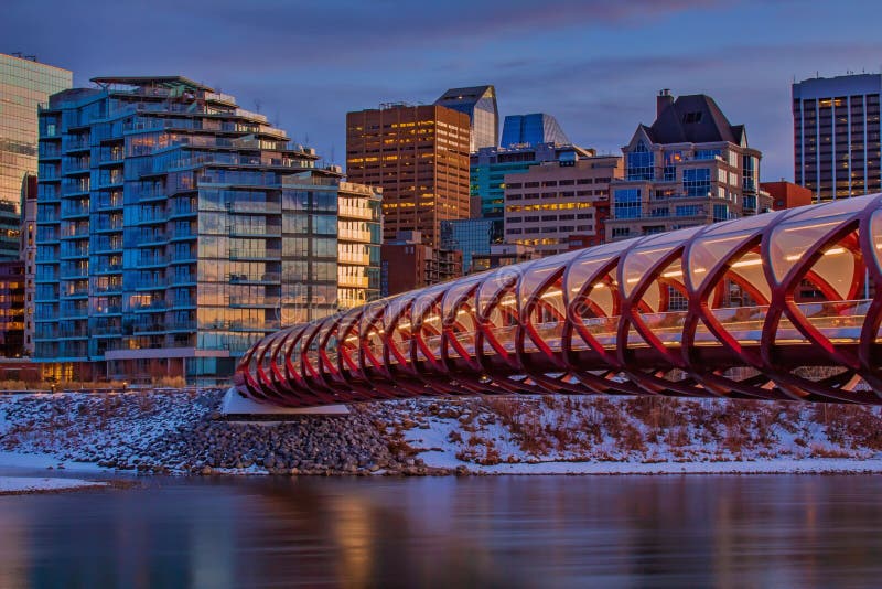 Peace Bridge at Sunset editorial stock image. Image of glowing - 165236034