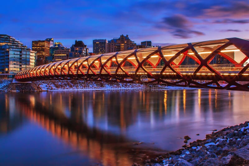 Peace Bridge at Sunset editorial photography. Image of reflections ...