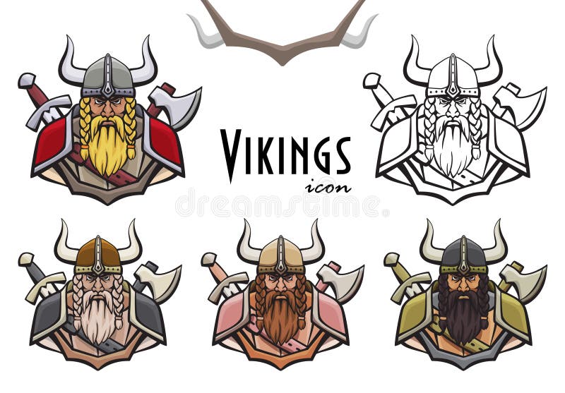 Colorful viking icon stock vector. Illustration of emblem - 94815636