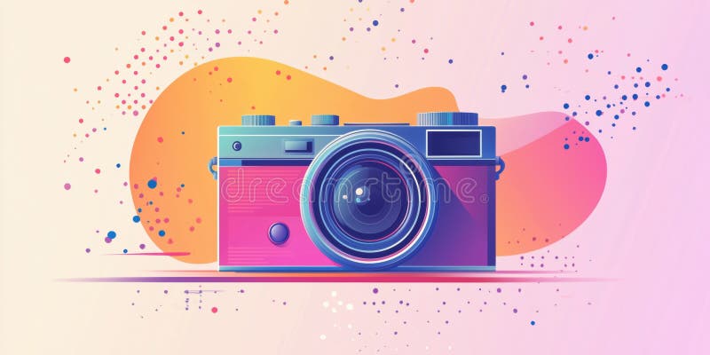 Colorful Vintage Camera Illustration with Abstract Background and ...