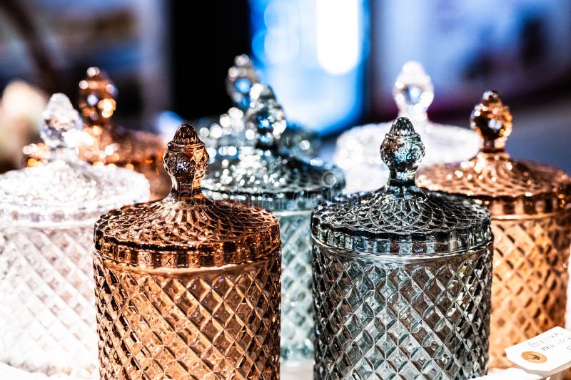 Colorful Vintage Candy Jars for Sale.. Stock Image - Image of sugar ...