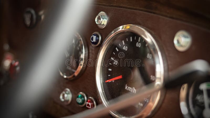 Colorful Vintage Car Speed Barometer Stock Photo - Image of classic ...