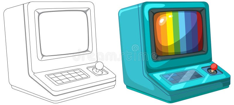 Colorful vintage computers stock vector. Illustration of retro - 315216681