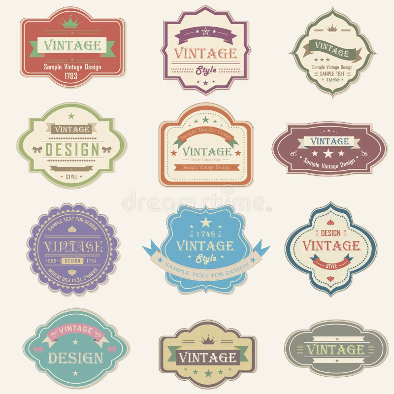Vintage Label Frames. Old Frame Shapes, Decorative Label and Retro ...