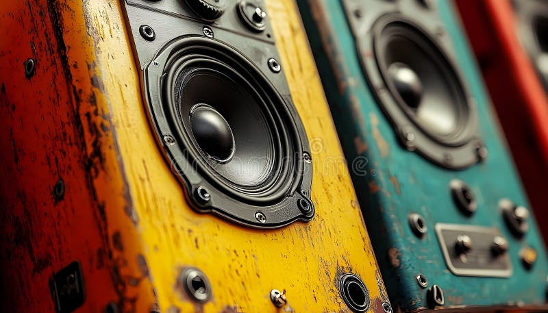 Retro Wooden Speakers stock illustration. Illustration of subwoofer ...