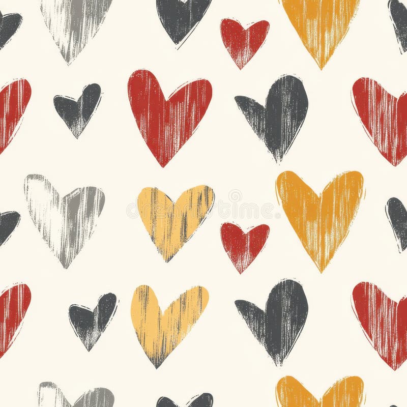 Colorful Vintage-Style Heart Pattern for Textile and Wallpaper Design ...