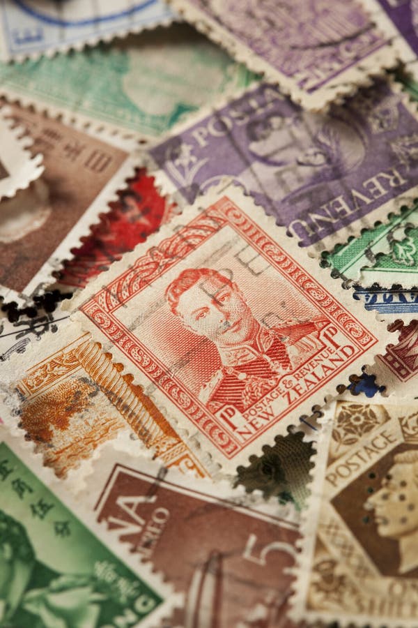 Colorful Vintage Used Postage Stamps Editorial Photography - Image of ...