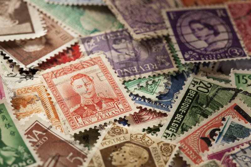 Colorful Vintage Used Postage Stamps Editorial Image - Image of post ...