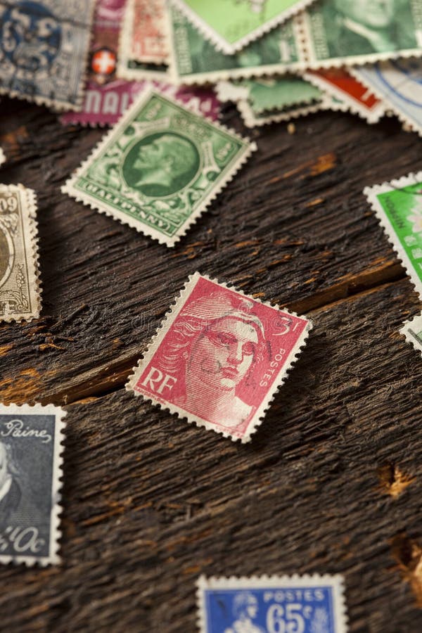 Colorful Vintage Used Postage Stamps Editorial Image - Image of postage ...