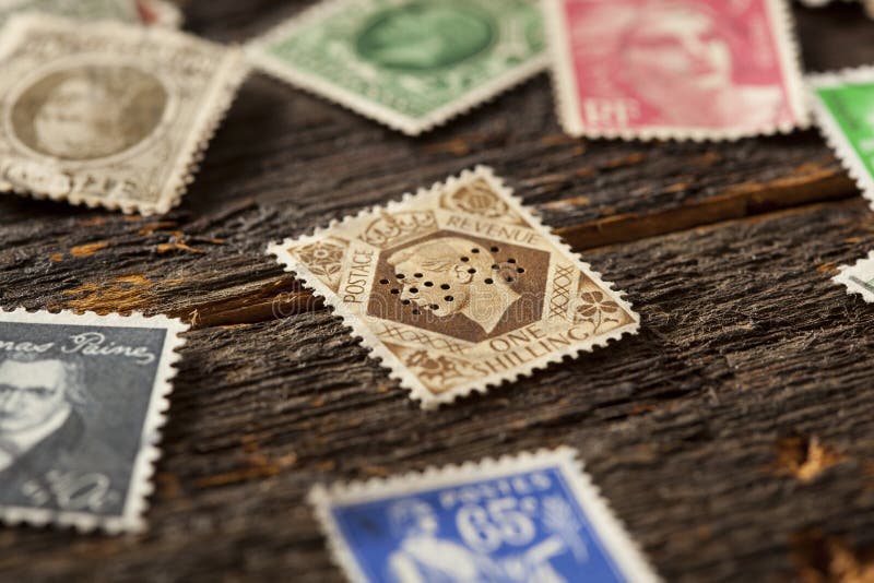 Colorful Vintage Used Postage Stamps Editorial Stock Image - Image of ...