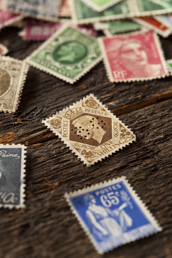 Colorful Vintage Used Postage Stamps Editorial Image - Image of texture ...