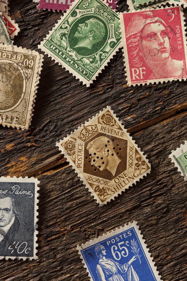 Colorful Vintage Used Postage Stamps Editorial Photo - Image of ...