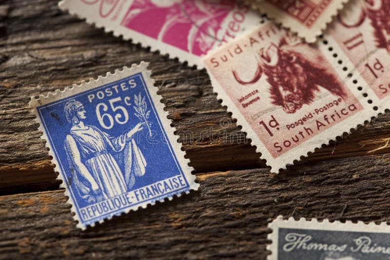 Colorful Vintage Used Postage Stamps Editorial Image - Image of stamp ...