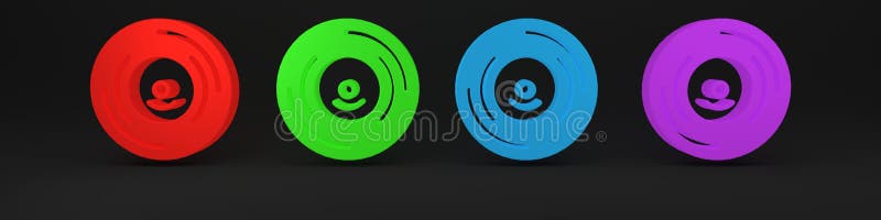 Colorful Vinyl Disk Icon Isolated on Black Background. Minimalism ...