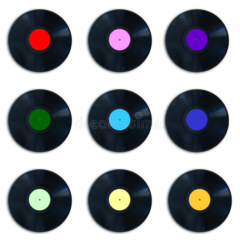 Vinyl Record with Copy Space in Front of a Collection of Albums ...