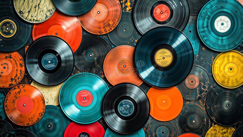 Colorful Vinyl Records Creating a Nostalgic Display, Generative Ai ...